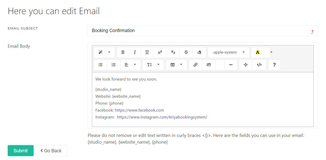 What is Included with the Booking Confirmation Email?